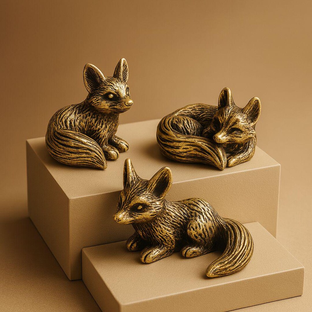Handcrafted Brass Fox Figurine, Lucky, Antique, Home Decoration, Statue ...