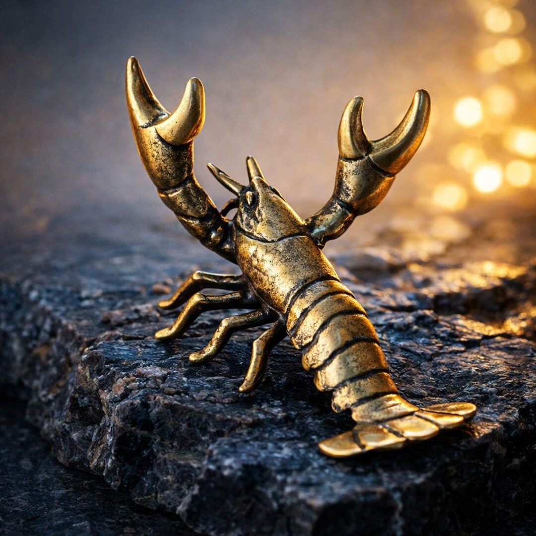 Brass Lobster Figurine, Miniature, Statue, Tea Pet, New Home Ornament ...