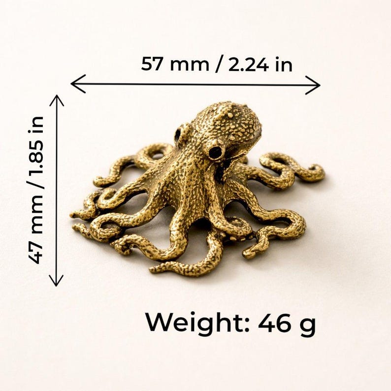 Brass Octopus Figurine, Tea Pet Figure, Desk Decor Statue, Lucky ...