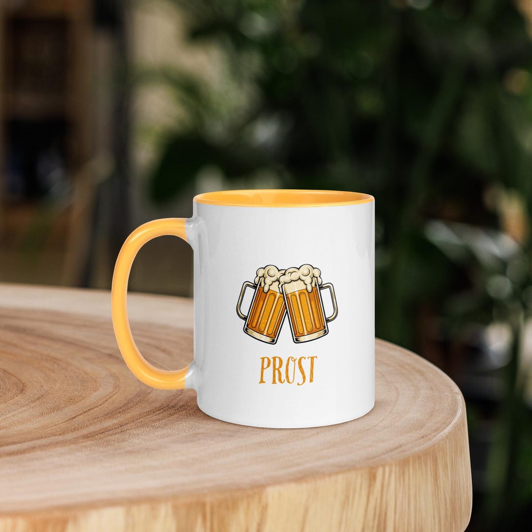 PROST Beer Mug: Two-tone Ceramic Oktoberfest Gift - 11oz - Etsy