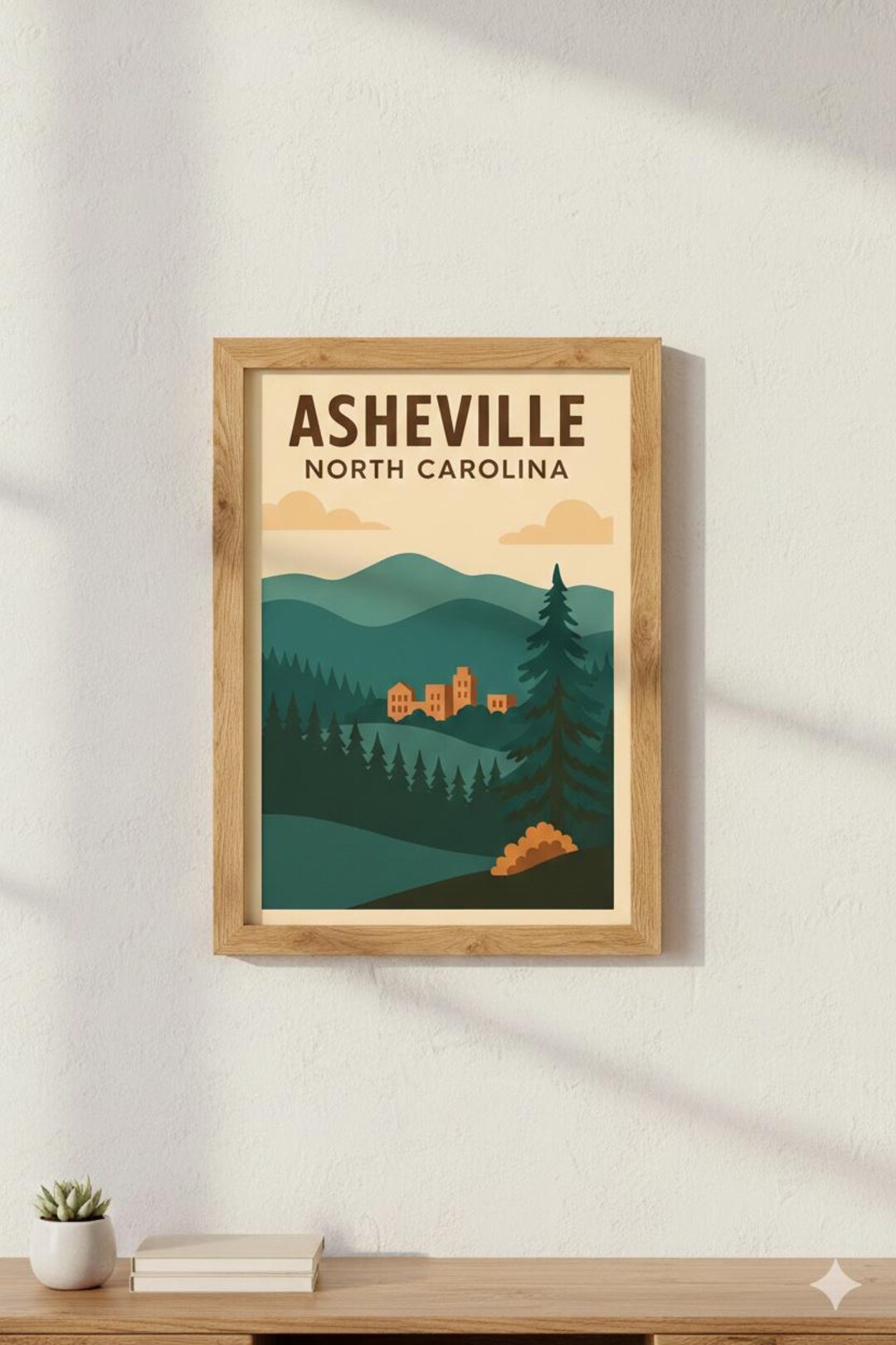 Asheville North Carolina Poster | Blue Ridge Mountains Retro Travel ...