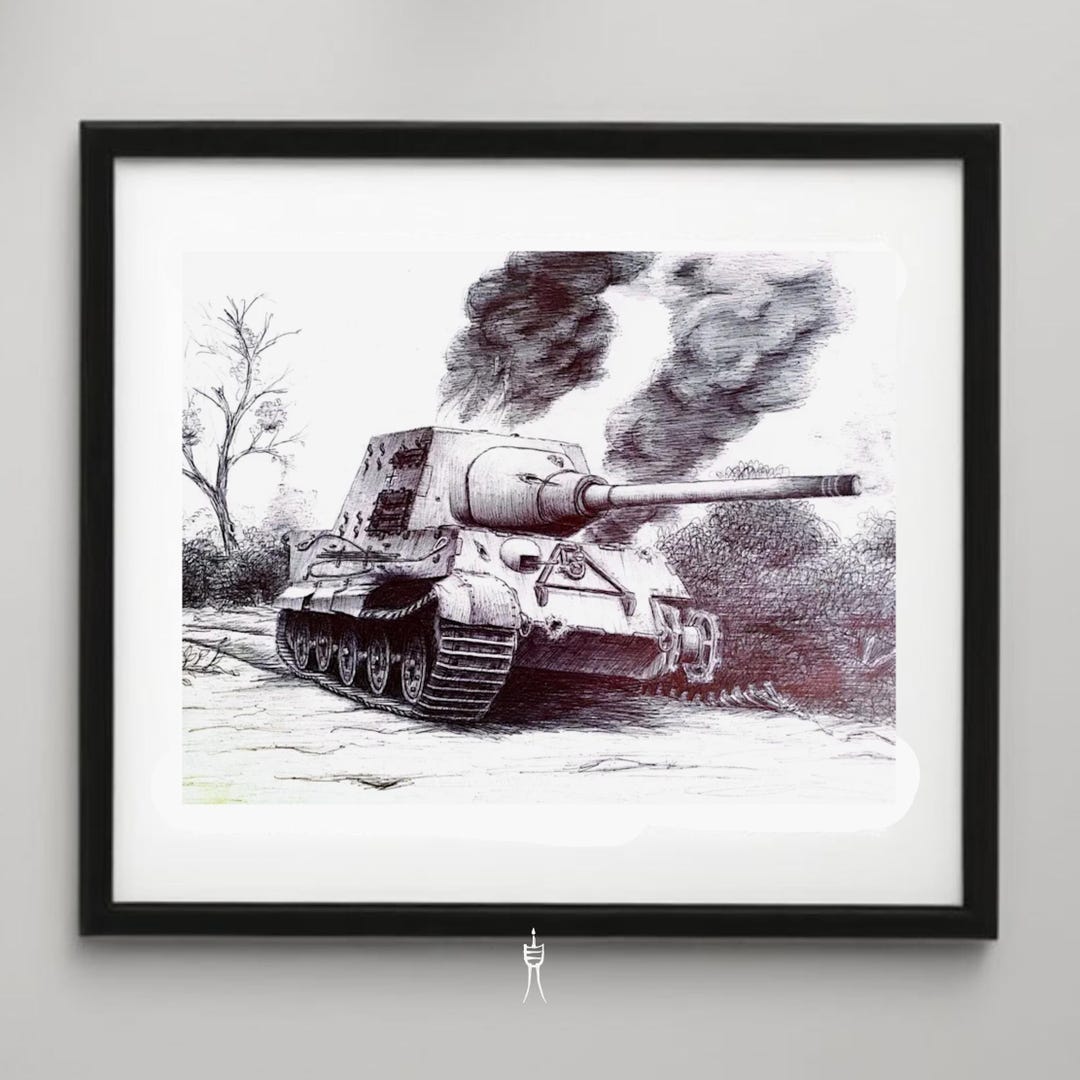 Jagdtiger Ballpoint Pen Fine Art Original, WW2 Veteran Gift, Soldier ...