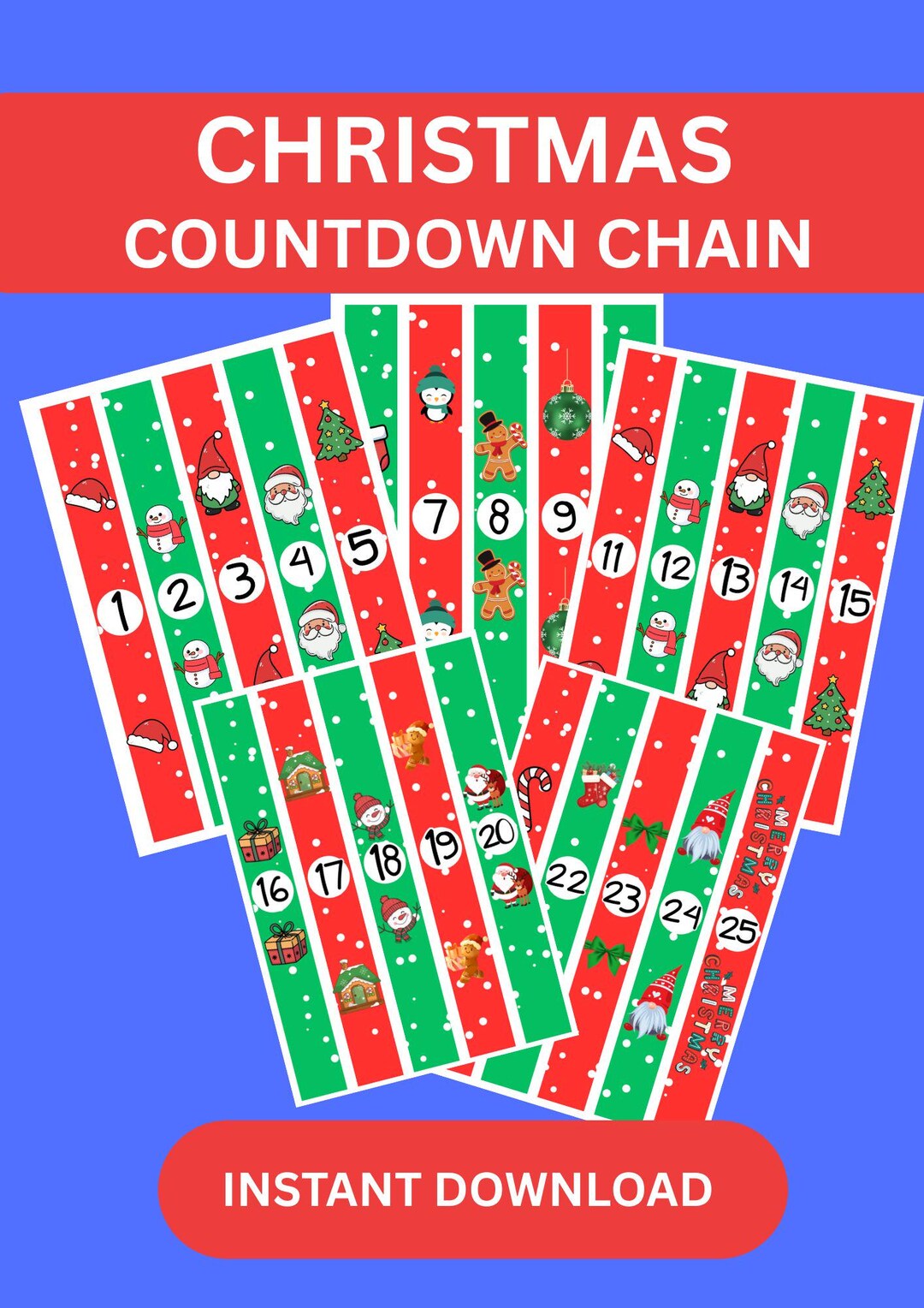 Printable Advent Paper Chain | Holiday Craft for Kids | Instant ...