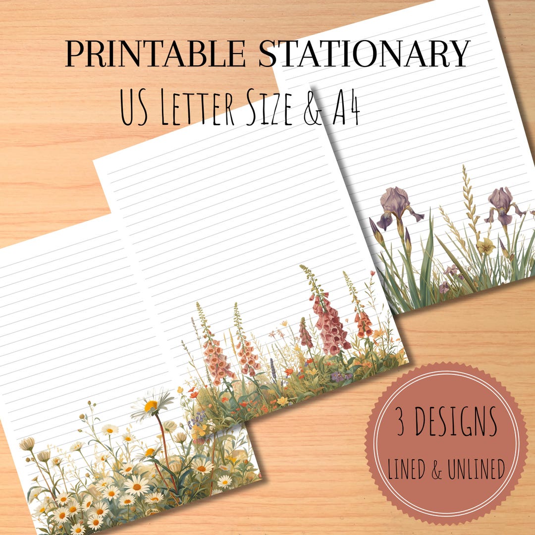 Wildflowers Printable Stationary Paper, Printable Letter Paper ...
