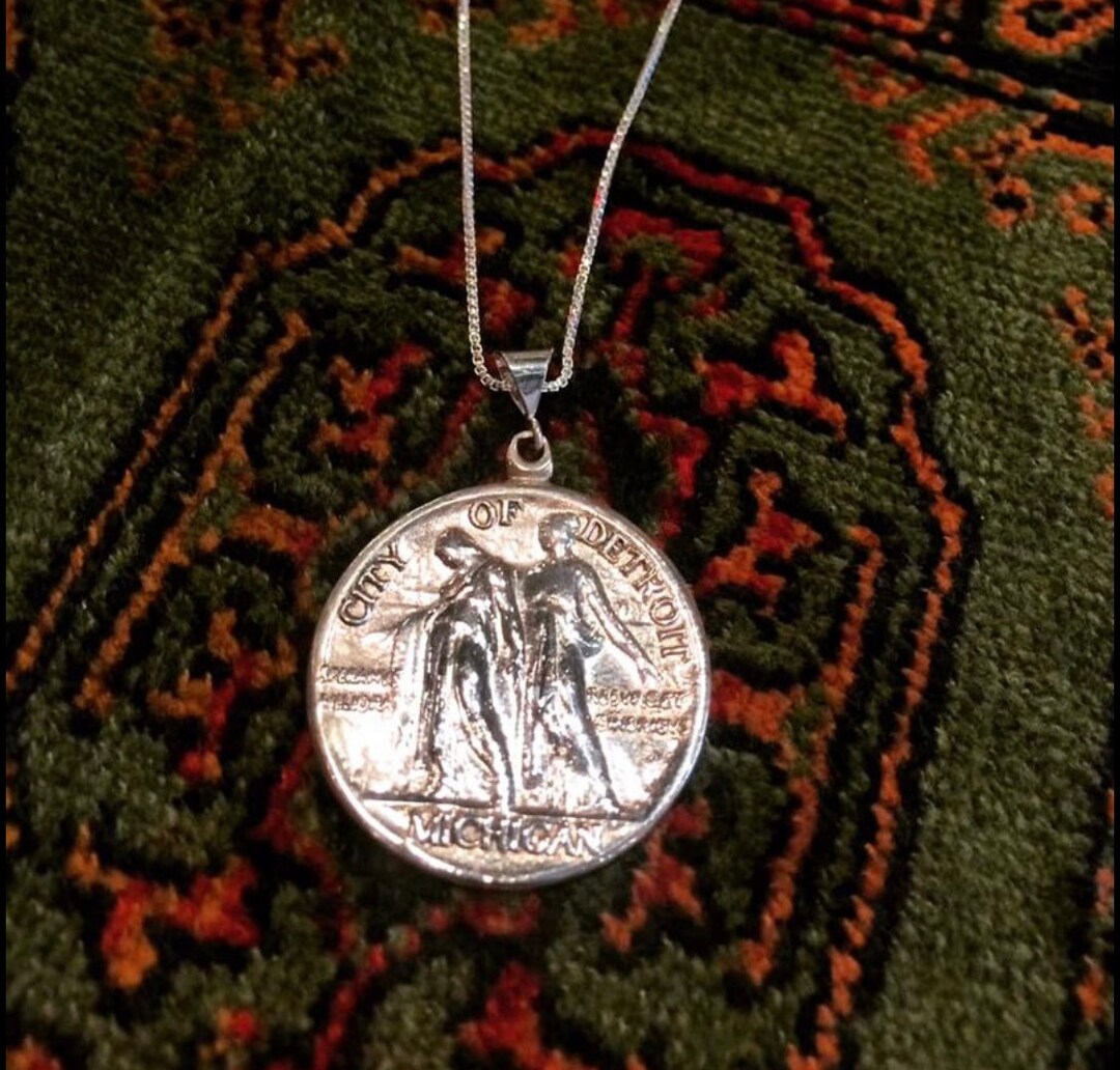 Detroit City Seal Pendant Necklace and Chain Sterling - Etsy