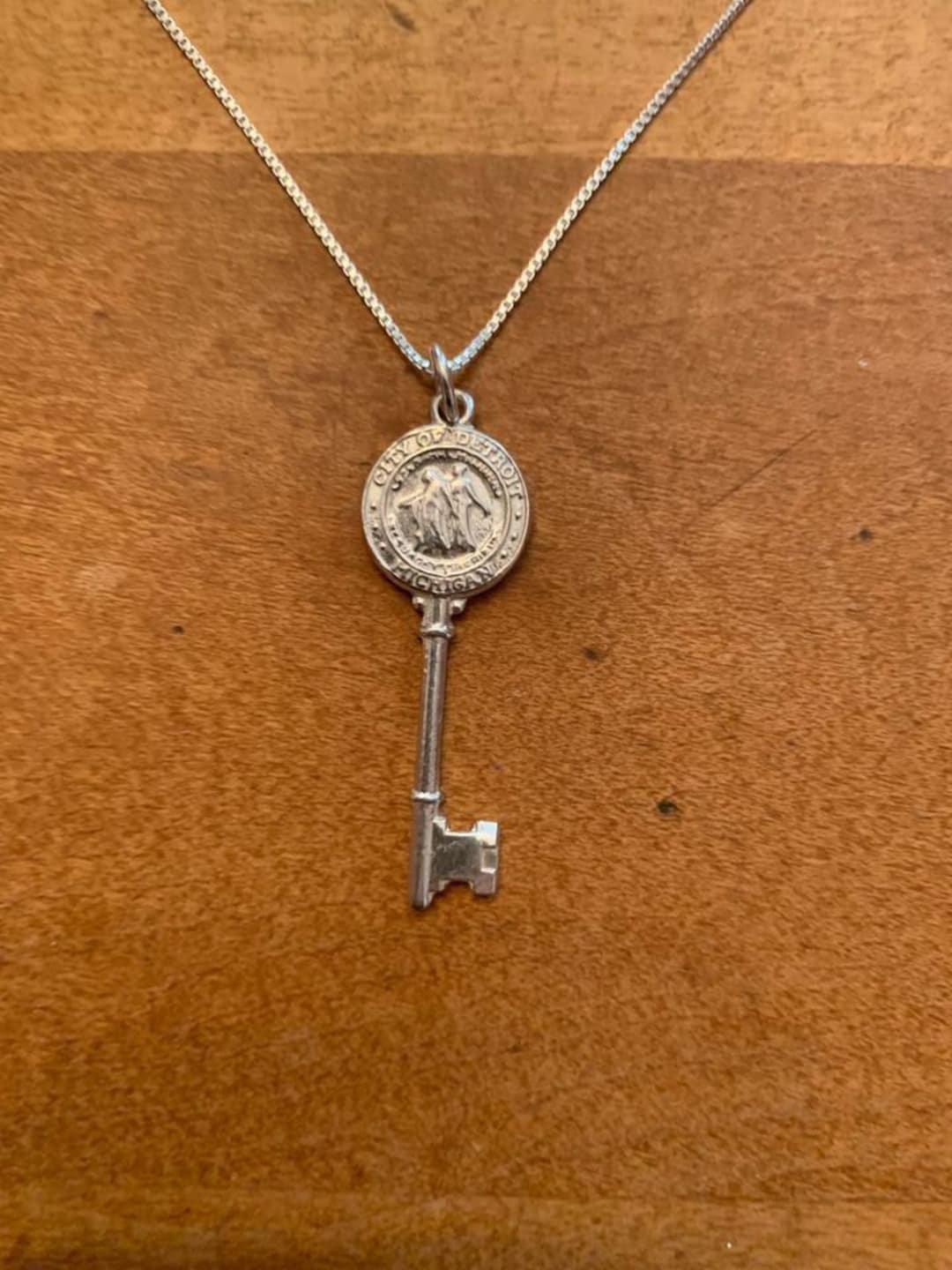 925 Sterling City of Detroit Key Pendant - Etsy