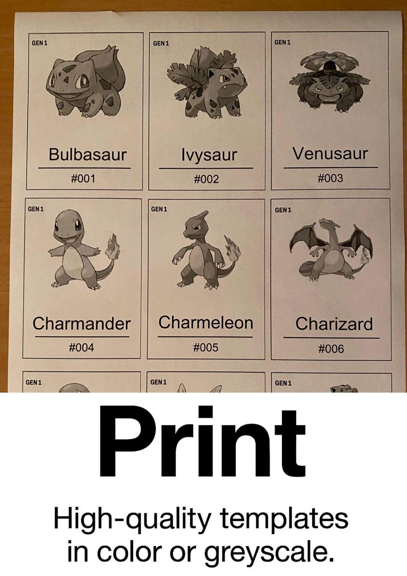 Pokémon Complete Pokédex Placeholder Cards (no. 1–1025, English Names ...