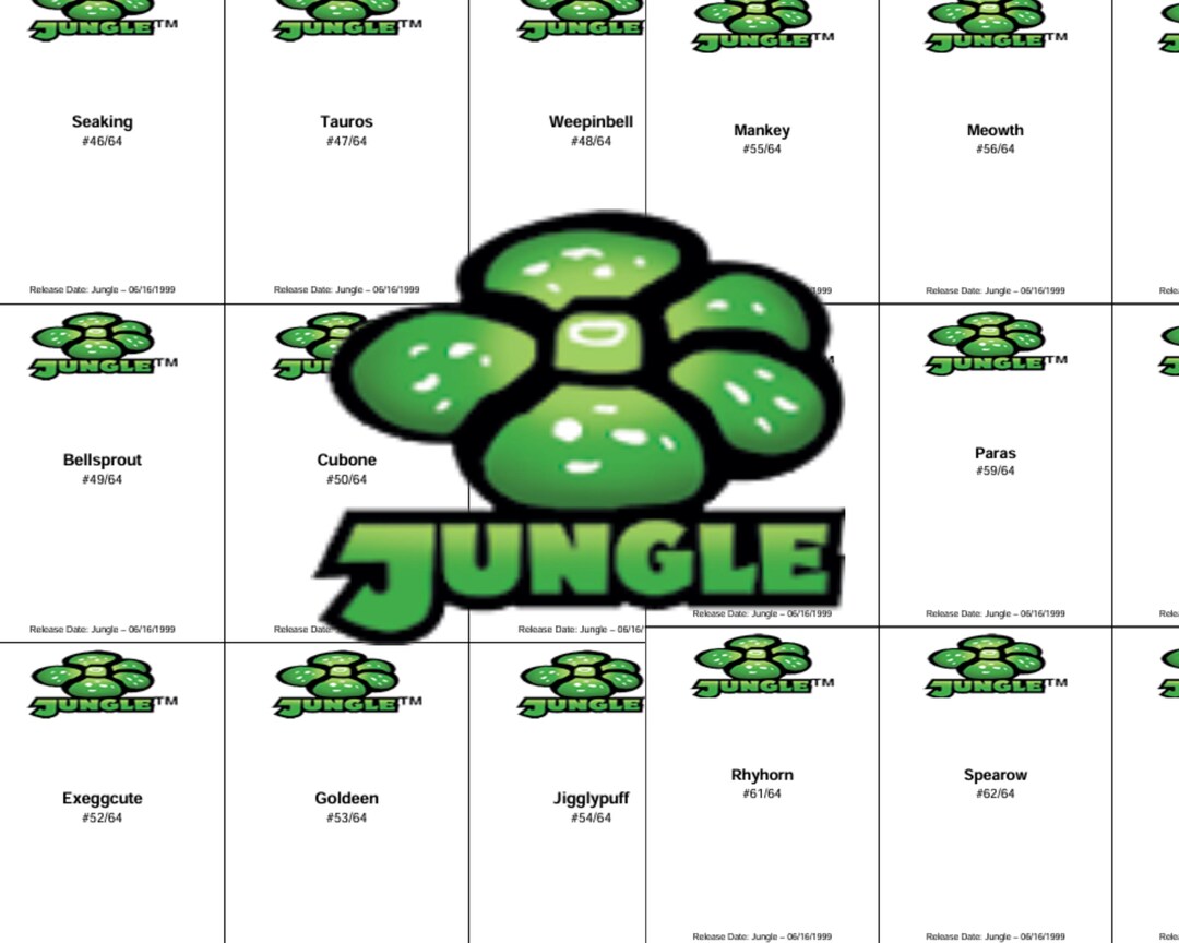 Pokémon Trading Card Game Jungle Master Set List | Placeholder ...
