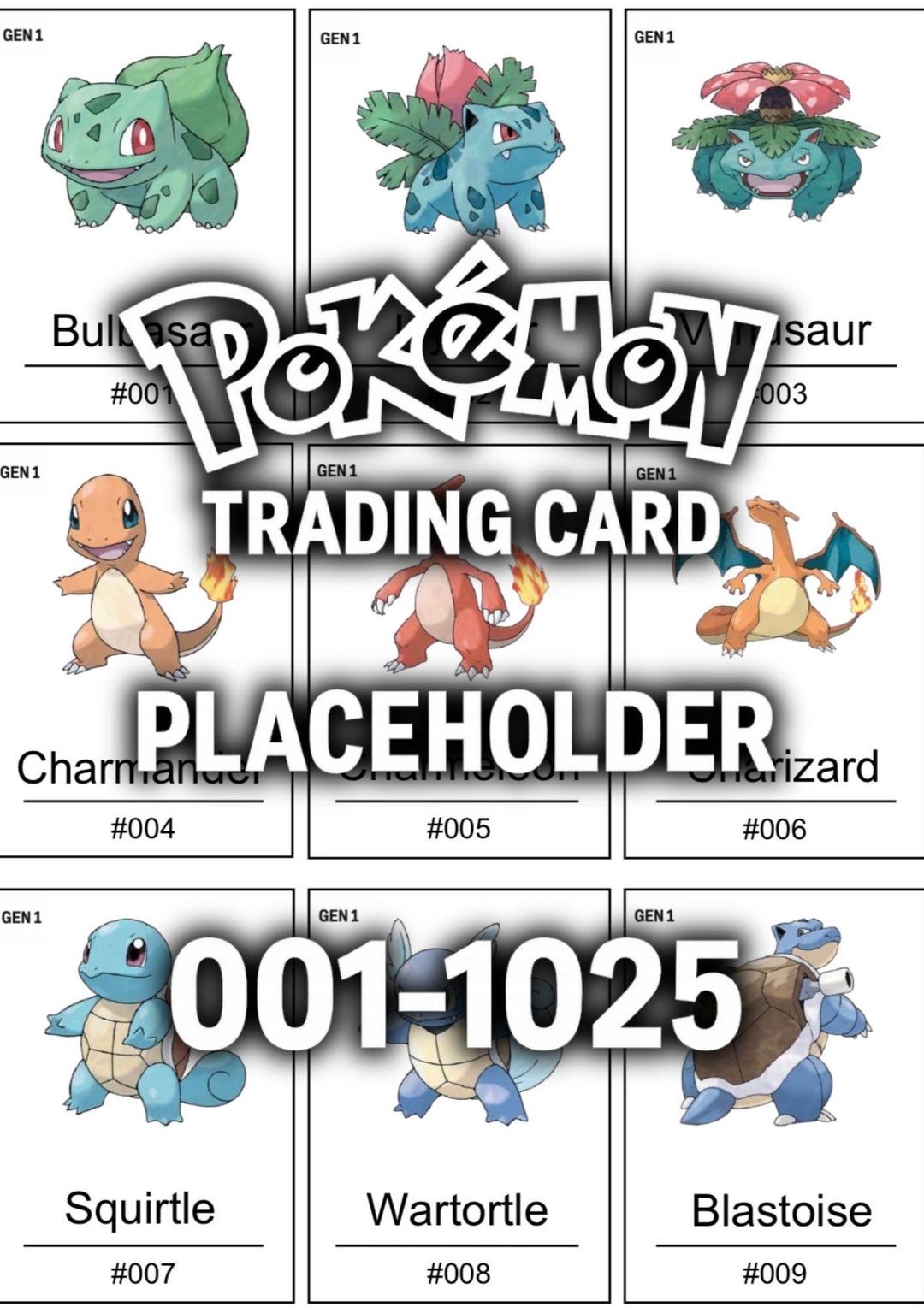 Pokémon Complete Pokédex Placeholder Cards (no. 1–1025, English Names ...