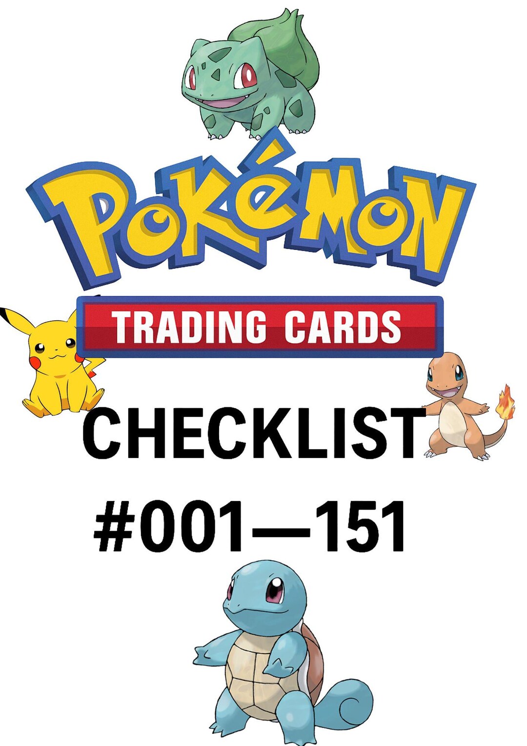 Pokémon TCG Checklist – Generation 1 (1–151 Pokémon) ENGLISH - Etsy
