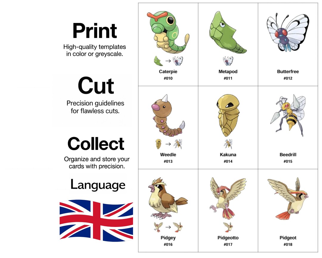 Pokémon Complete Pokédex Placeholder Cards (no. 1–1025, English Names ...