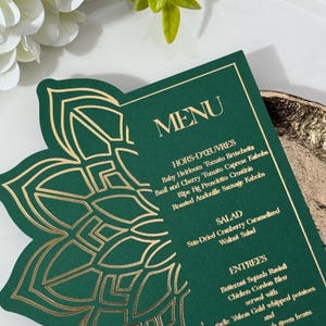 Antique Green Menu Card: Gold Leaf Floral Design - Etsy