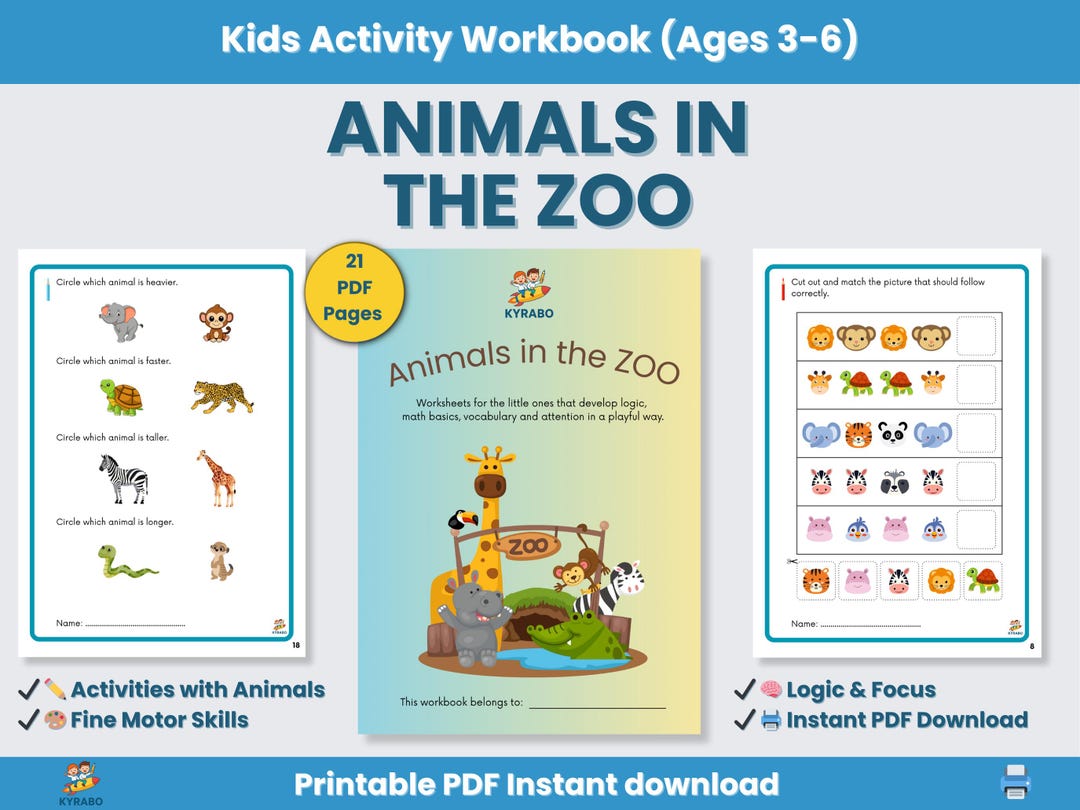 Zoo Animals Workbook | Preschool Learning Activities (PDF Download ...