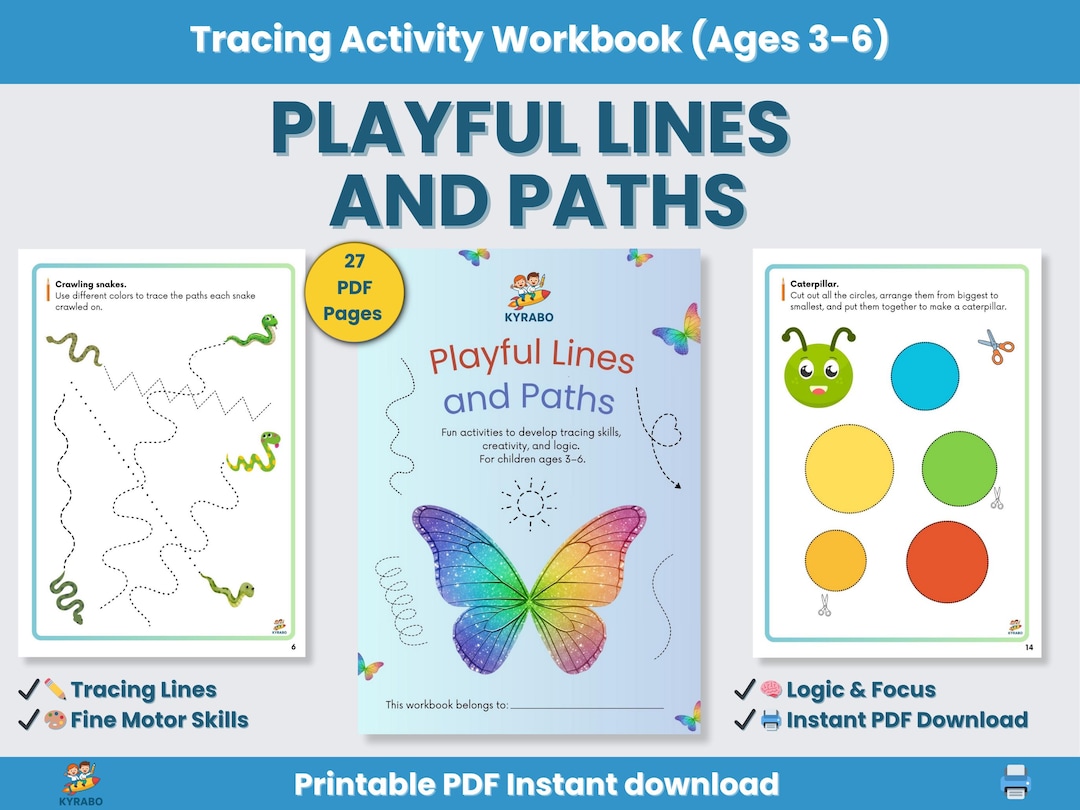 Preschool Tracing Workbook | Fine Motor Skills, Pre-writing (printable ...