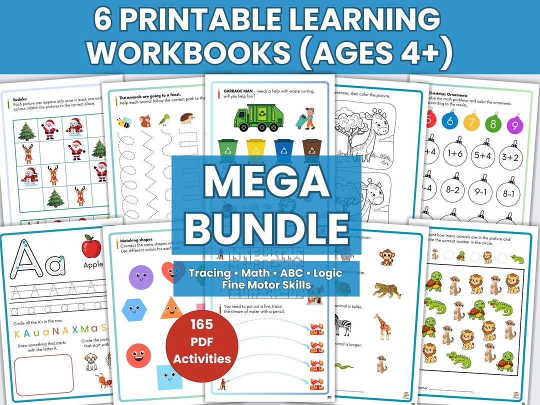 Preschool Activity Worksheets Bundle | 6 Printable Workbooks | Tracing ...