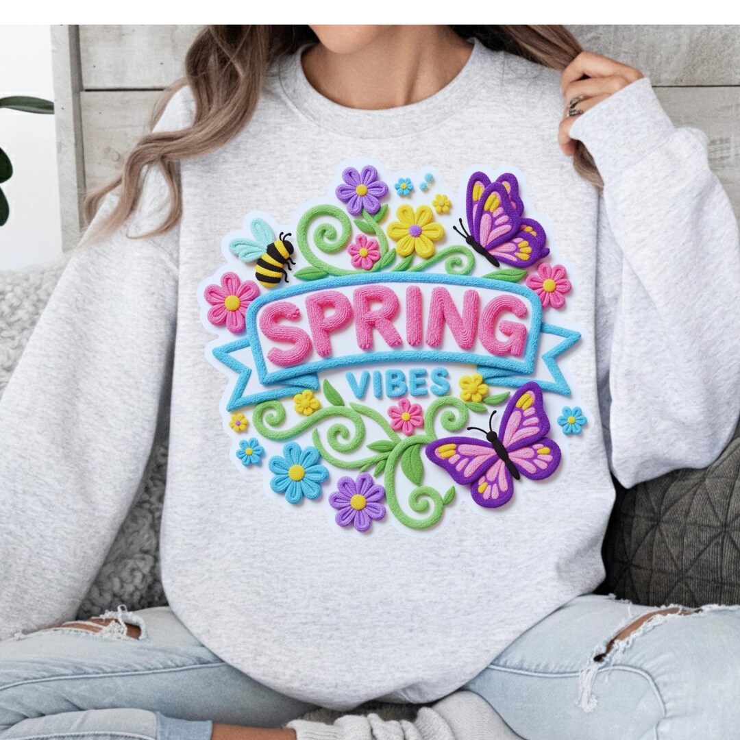 Spring Vibes PNG, Floral Varsity Spring Sublimation Design, Tshirt ...