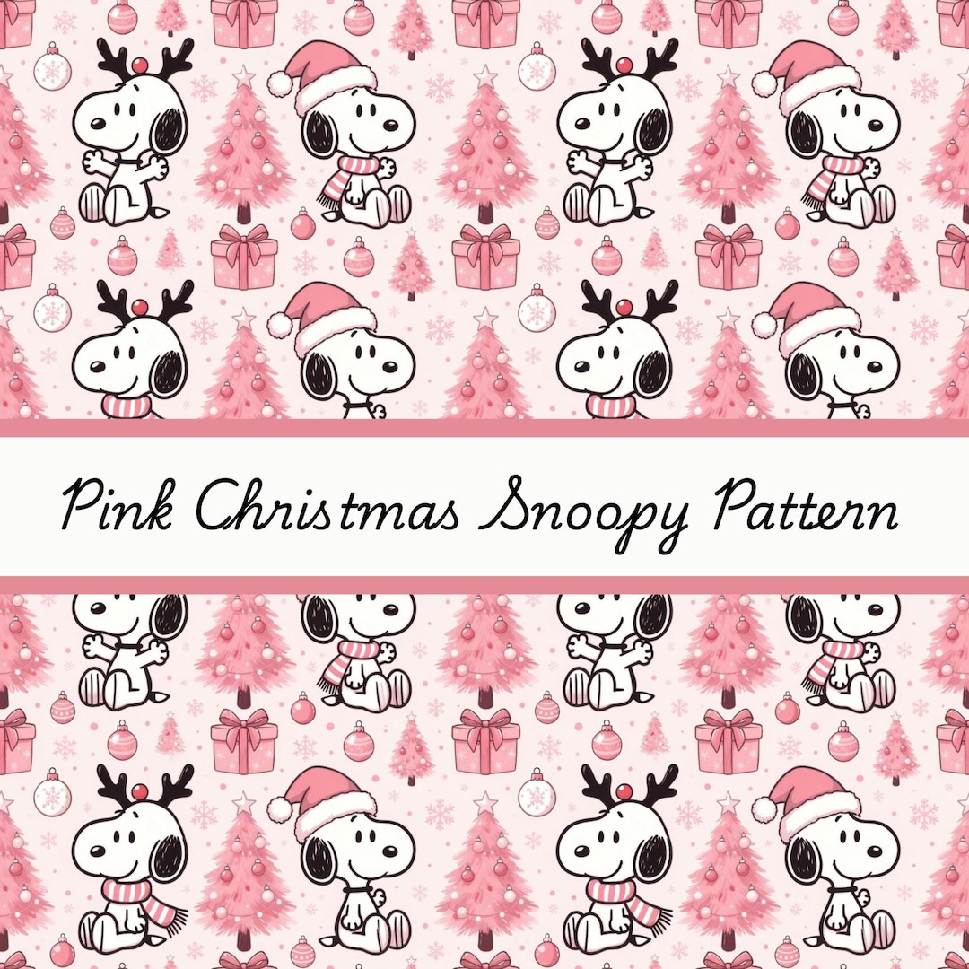 Pink Snoopy Christmas Seamless Pattern, Peanuts Holiday Art, Woodstock ...