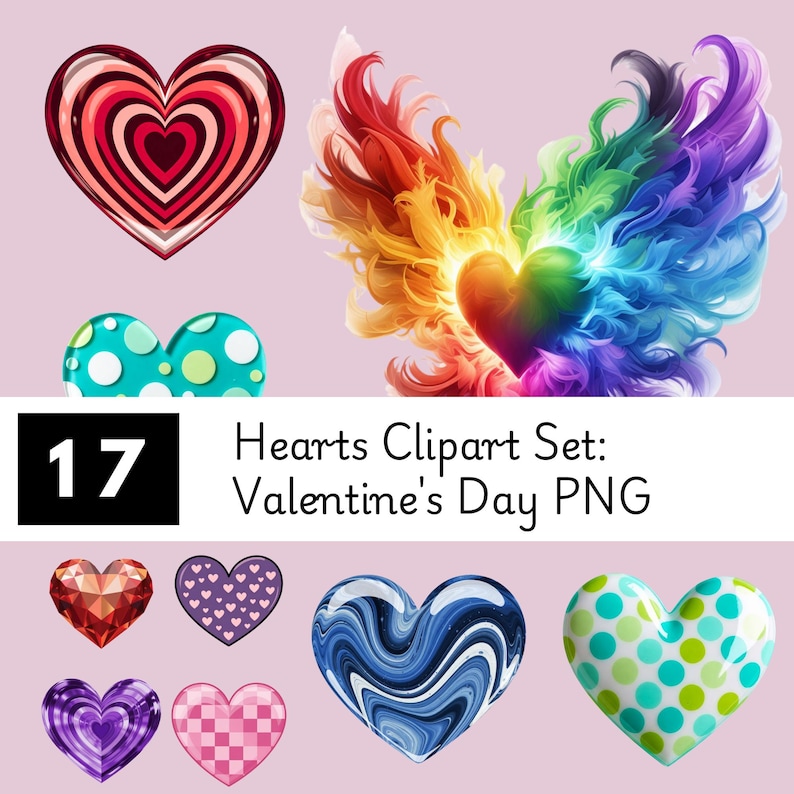 Valentine Hearts Clipart Collection | Love Heart PNG Graphics | Instant ...