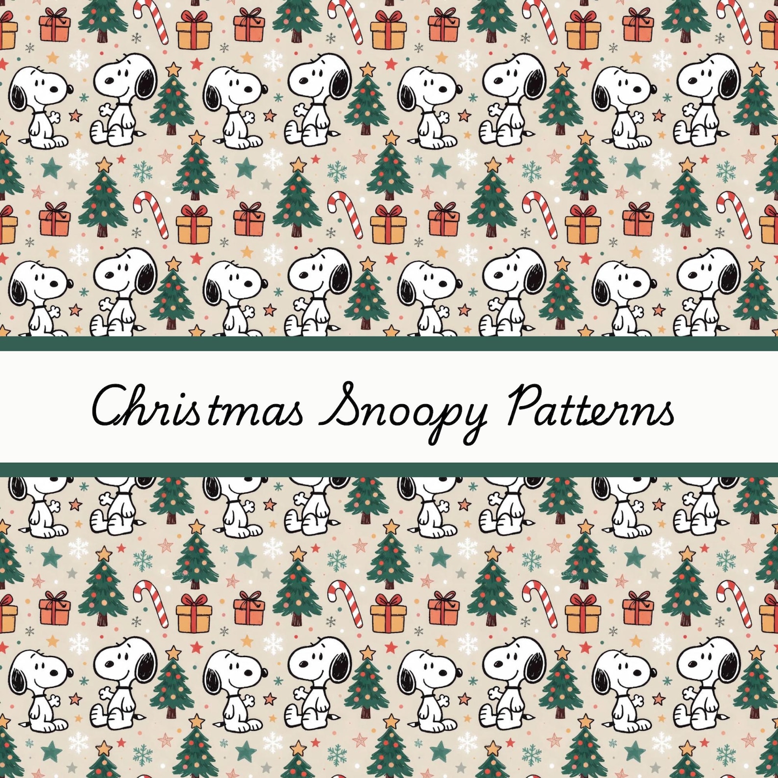Snoopy Christmas Seamless Pattern PNG Peanuts Holiday Design Woodstock ...