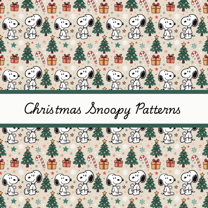 Snoopy Christmas Seamless Pattern PNG Peanuts Holiday Design Woodstock ...