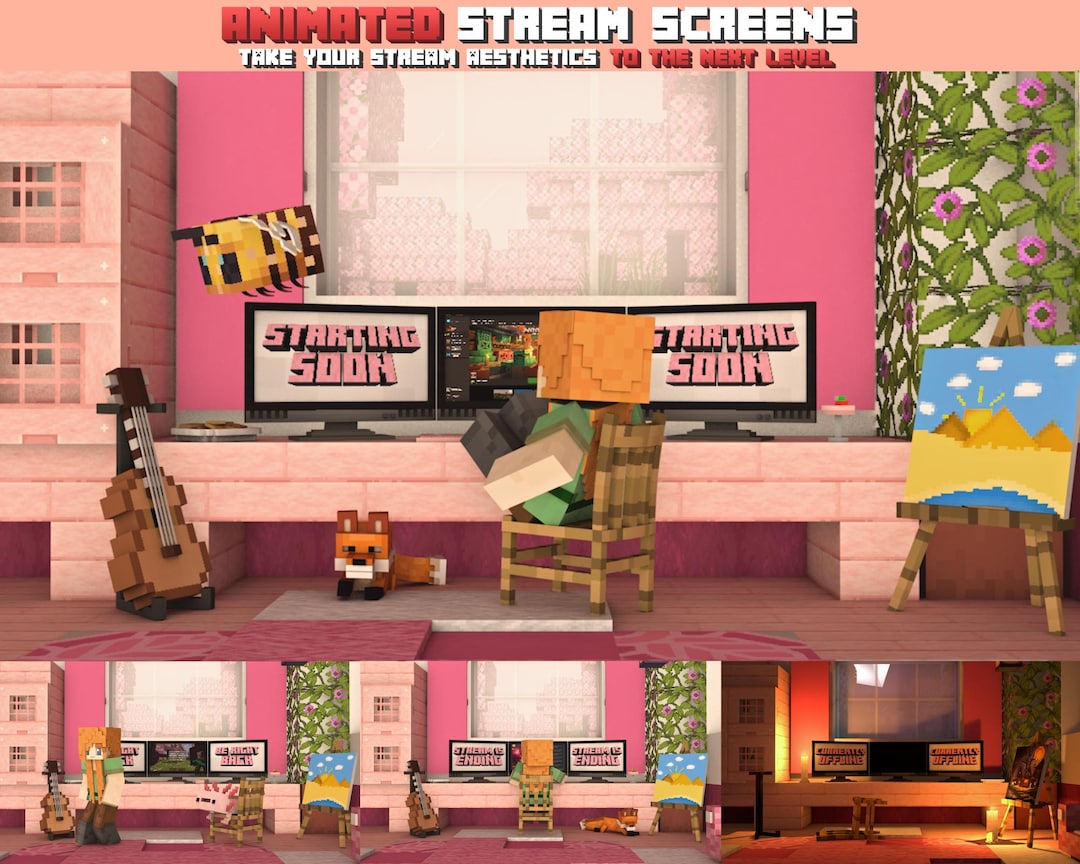 Minecraft Cute&cozy Streaming Loop Animated Screens / Minecraft ...