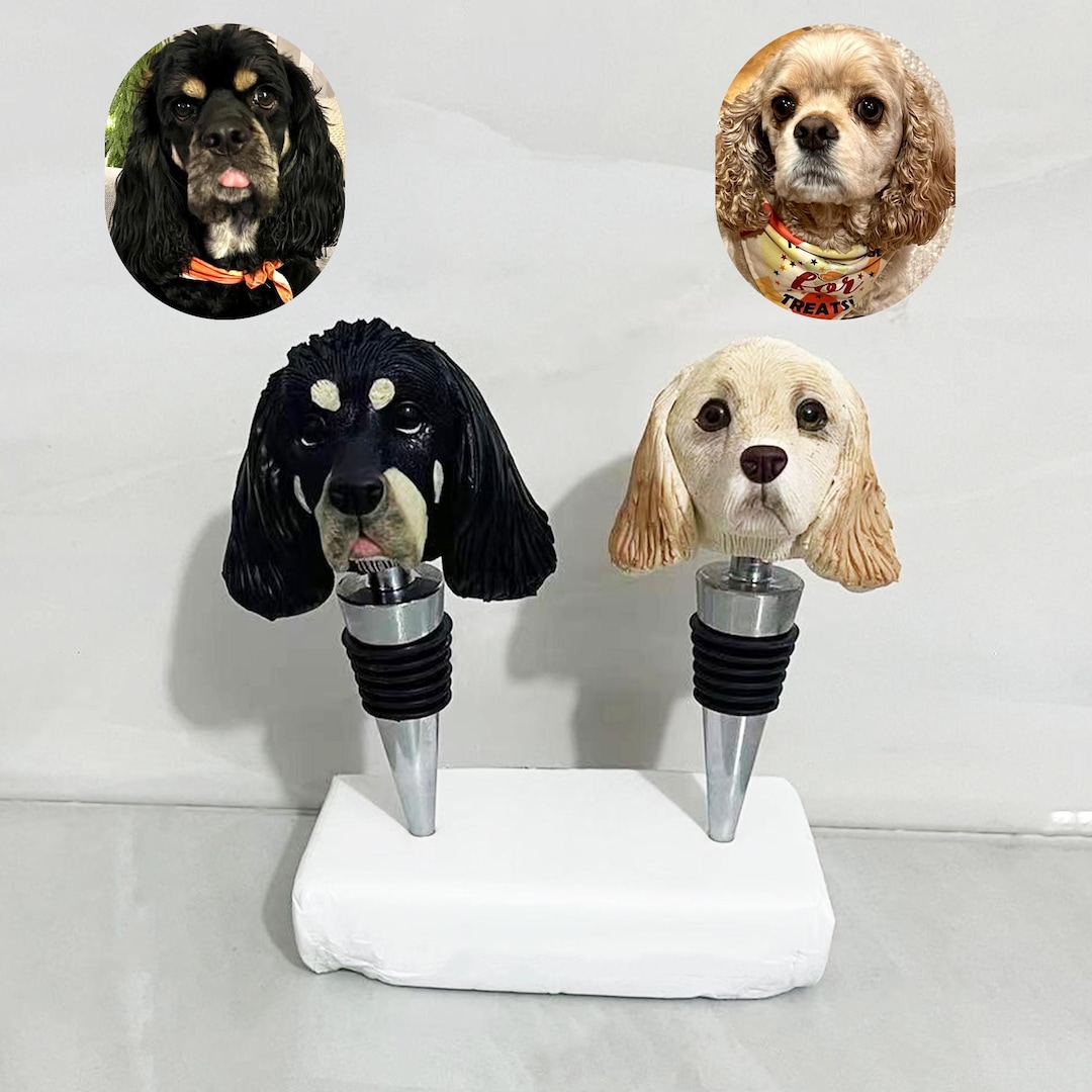 Custom Dog Portrait Wine Stopper, Handmade Pet Clay Sculpture - Etsy