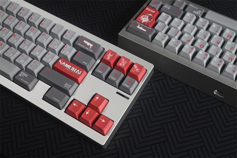 143-key Samurai-inspired Silver Keycap Set – Cherry Profile PBT Keycaps ...