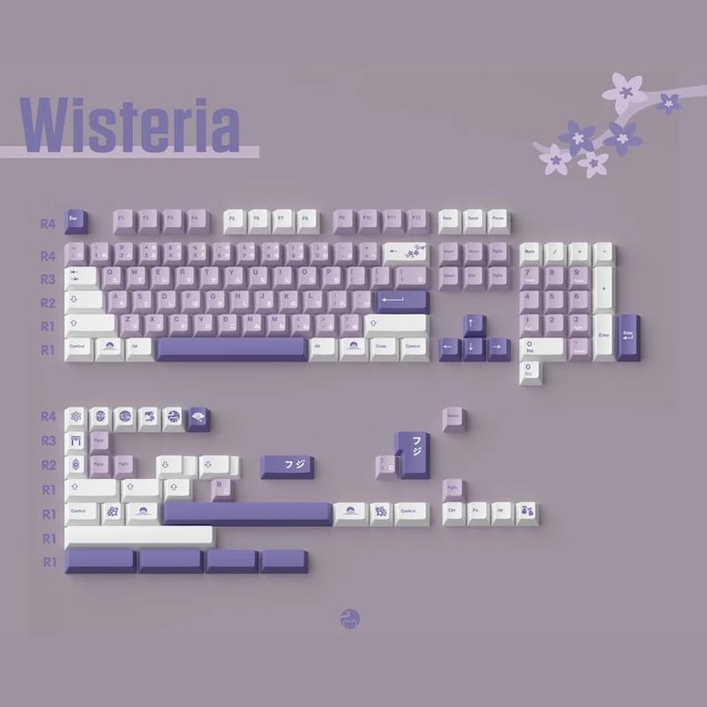 High-end Wisteria PBT Keycaps Set | Cherry Profile, 5‑side Dye‑sub ...