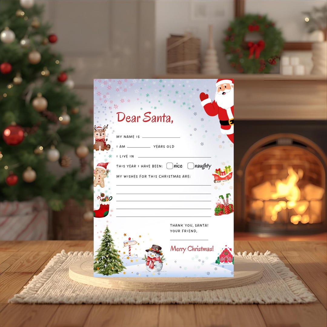 Letter to Santa, Christmas Wish List Printable, Kids Christmas Activity ...