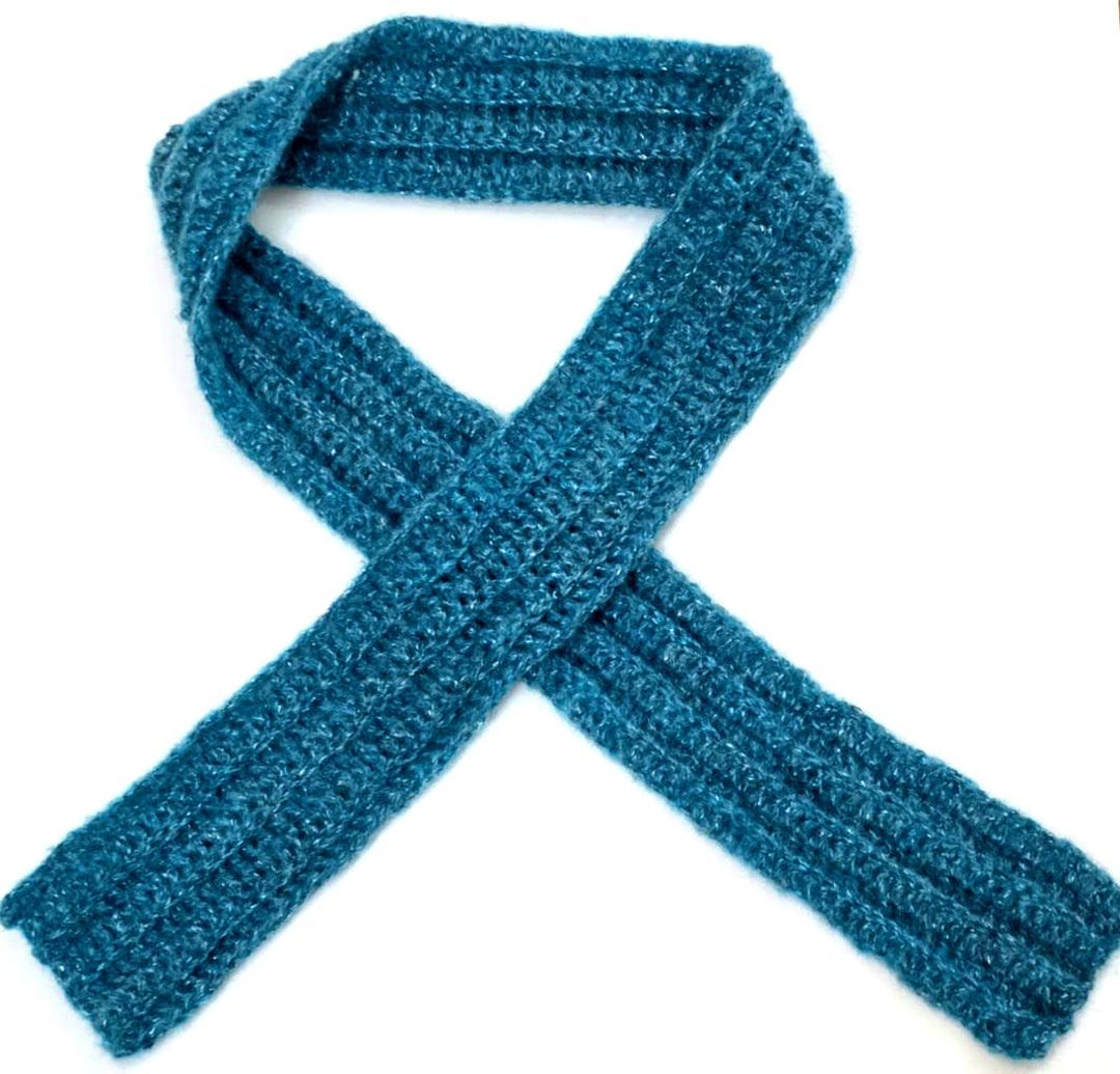Blue Copper Glitter Handmade Crochet Scarf: Soft, New Year's Gift ...