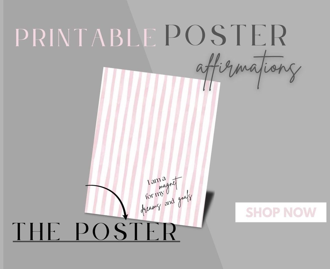 Pink Stripe Affirmation Poster: Modern Motivational Wall Decor (digital ...