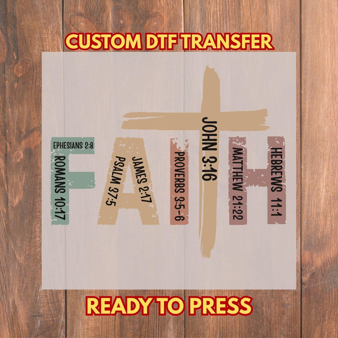Christian Cross DTF PNG With Bible Verses, Hand-lettered Faith ...