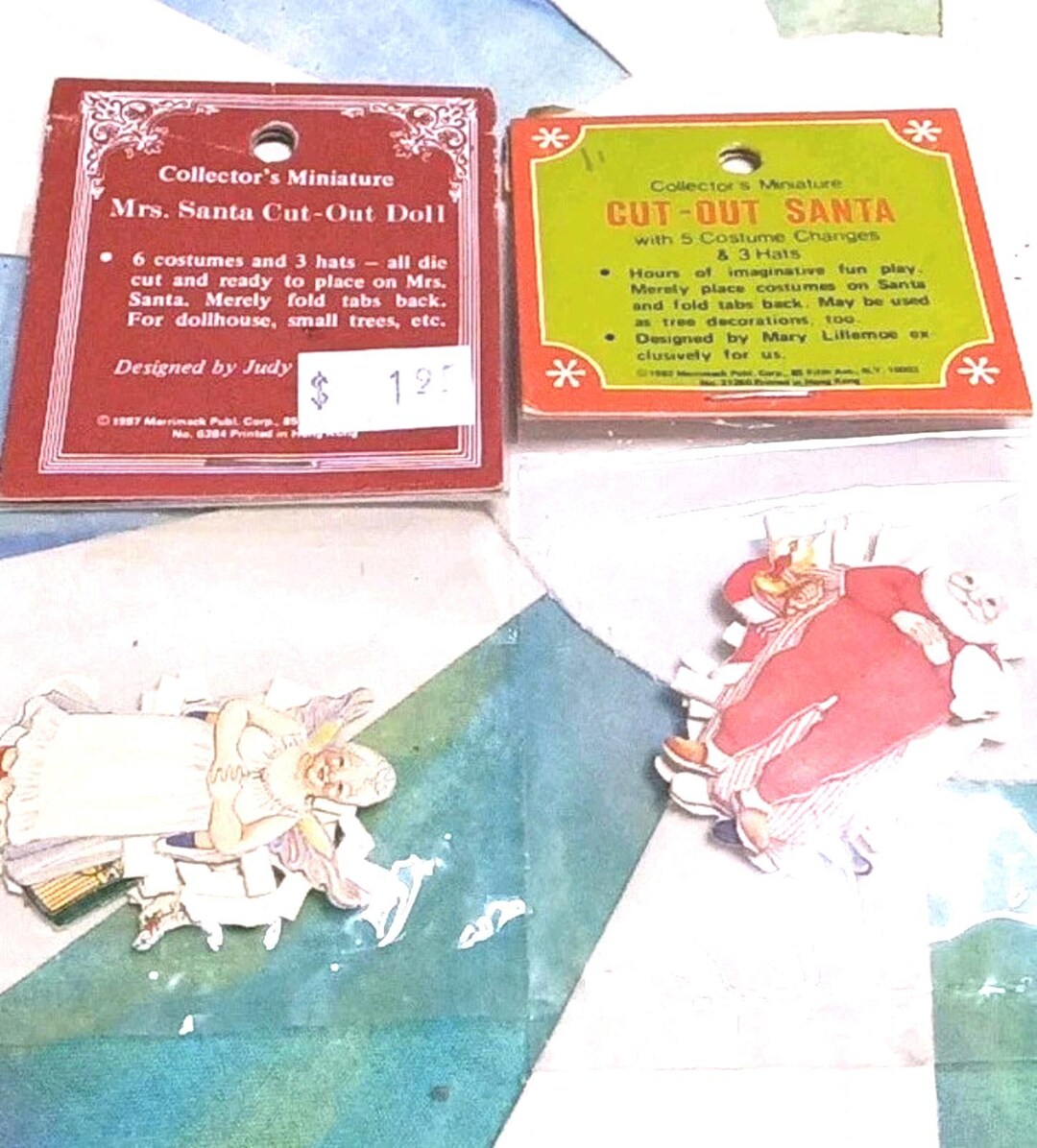 Rare Vintage Mrs. & Mr. Clause Paper Doll Cut-outs Miniature Christmas ...