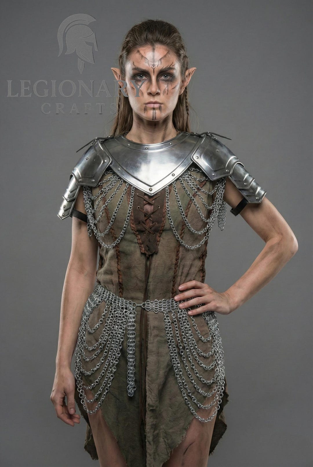 Medieval Lady Knight Armor: Steel Gorget & Pouldron, Chainmail - LARP ...