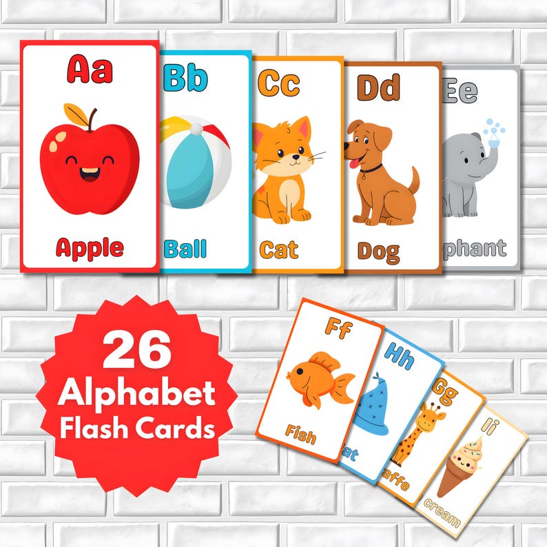 26 Abc Flashcards, Alphabet Flash Cards, Kids Colors Alphabet ...
