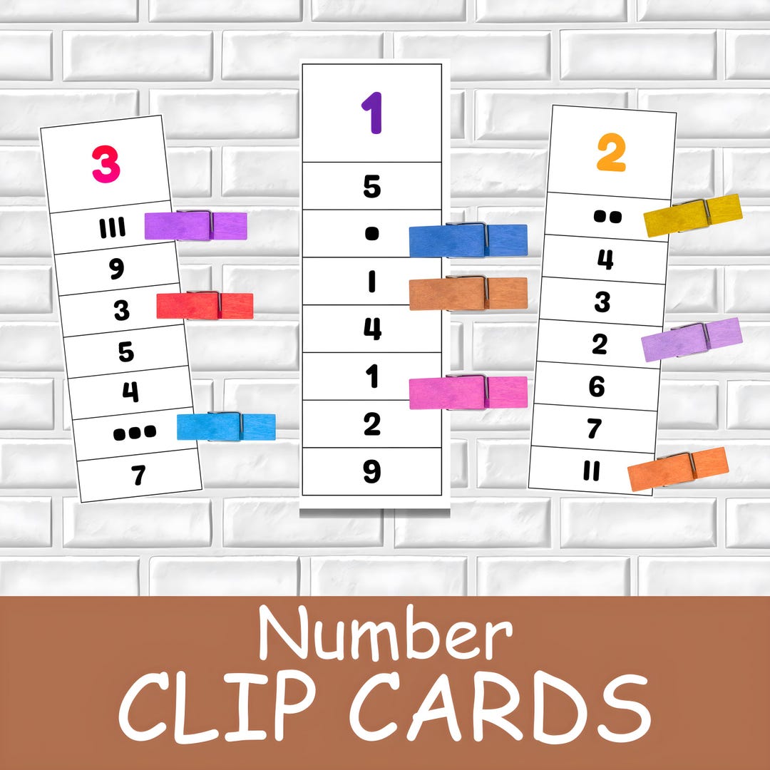 Numbers Clip Cards, Number Cards 1-10, Number Matching Game, Number ...