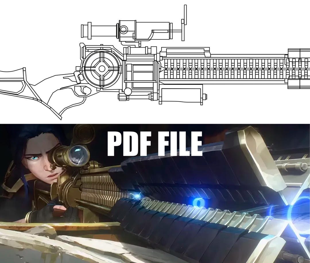 Caitlyn Hextech Rifle Blueprint | EVA Foam Weapon Pattern | Arcane ...