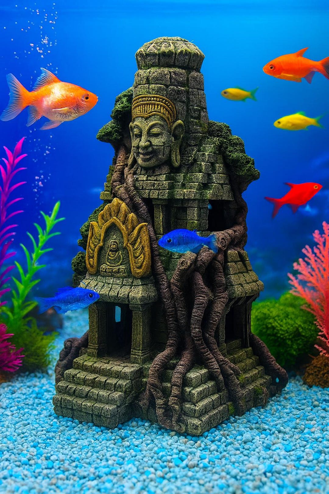Ancient Buddha Temple Aquarium Decor – Resin Fish Tank Ornament ...