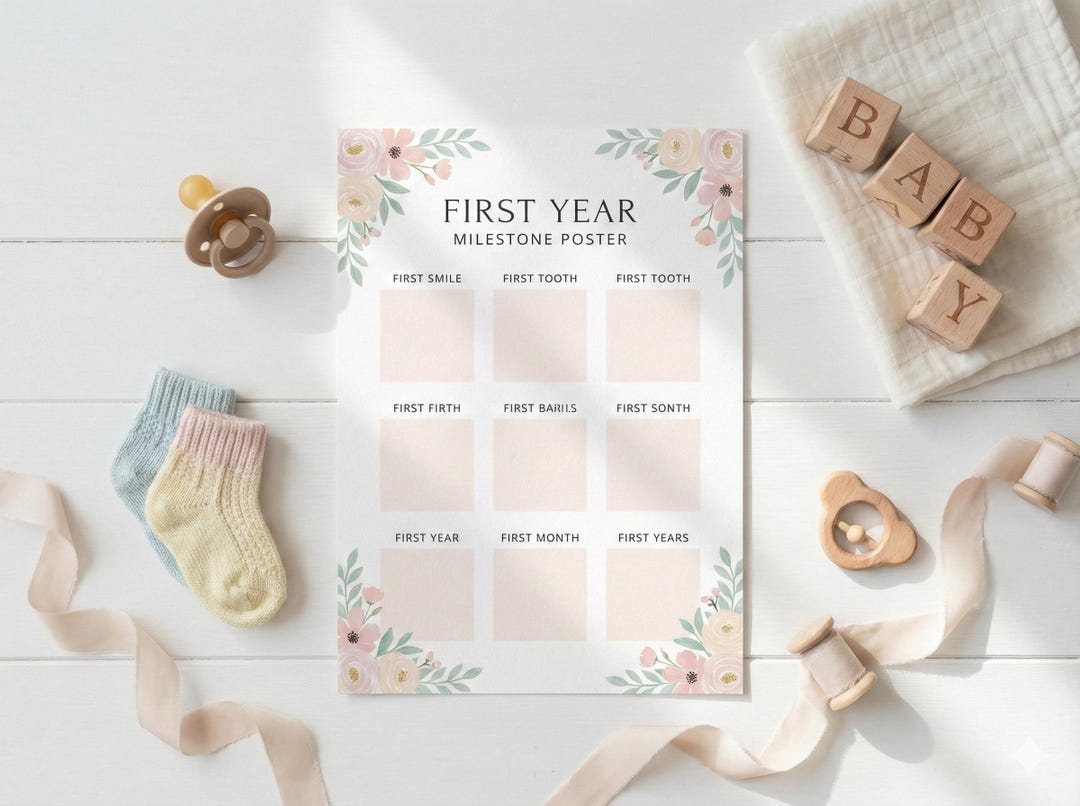 Editable Baby Milestone Poster | My First Year Photo Board | Printable ...