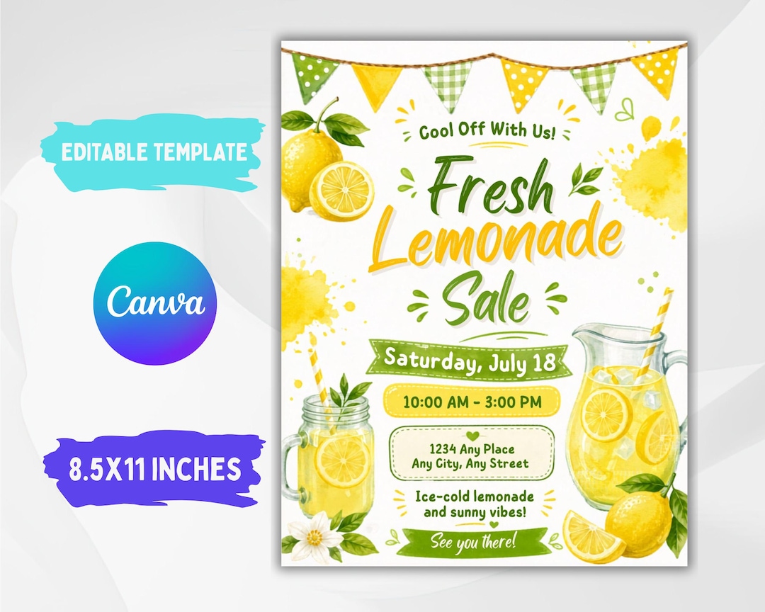 Editable Lemonade Stand Signage Template | Lemonade Stand Poster ...