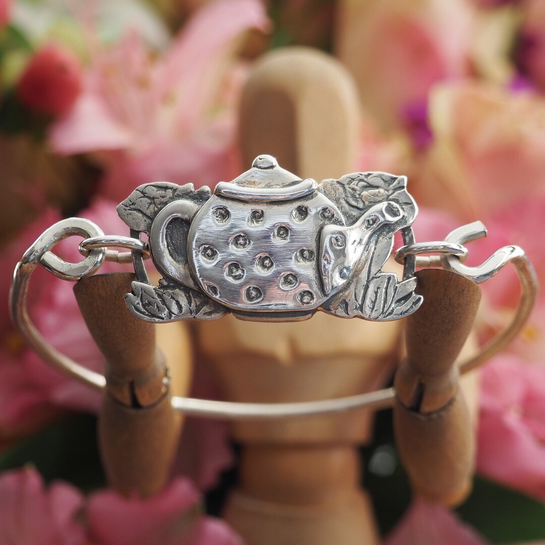 An Adorable Spotty Tea Pot and Tea Roses in Handmade in Fine Silver on ...