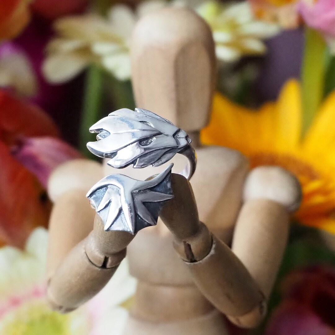 Stunning Unique Handmade Dragon and Wing Ring in Fine Silver - Etsy