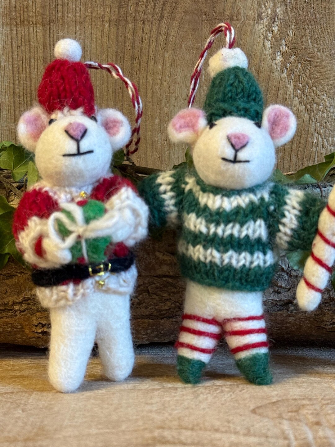 Handmade Felt Santa & Elf Mouse Decorations – Eco-friendly Christmas ...
