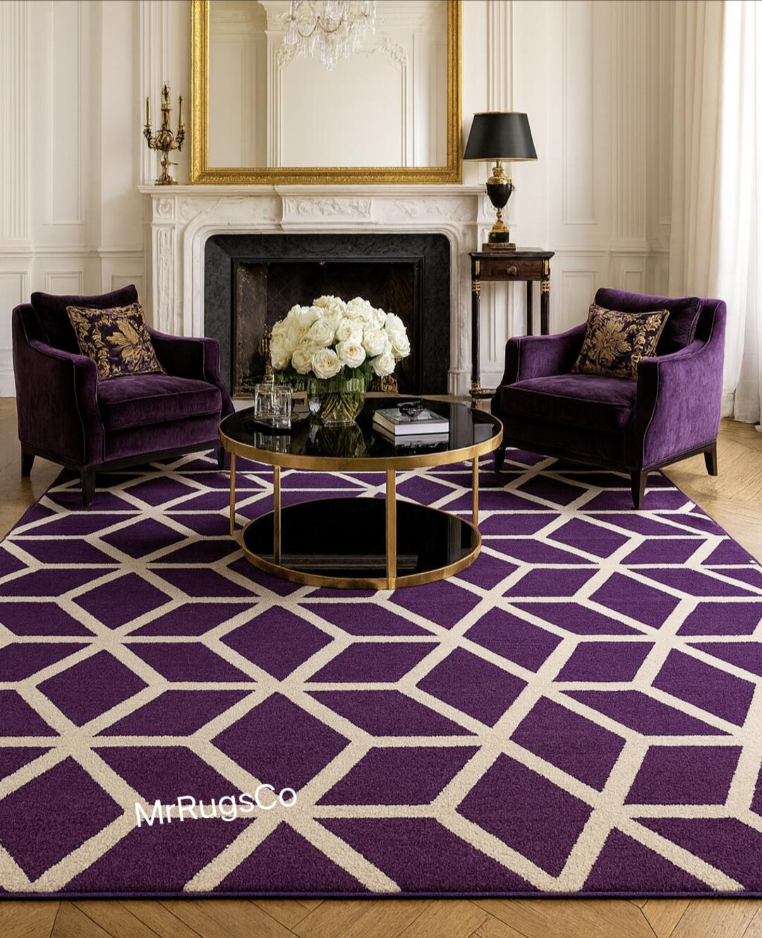 Luxury Purple Geometric Rug – Modern Living Room Carpet - Etsy