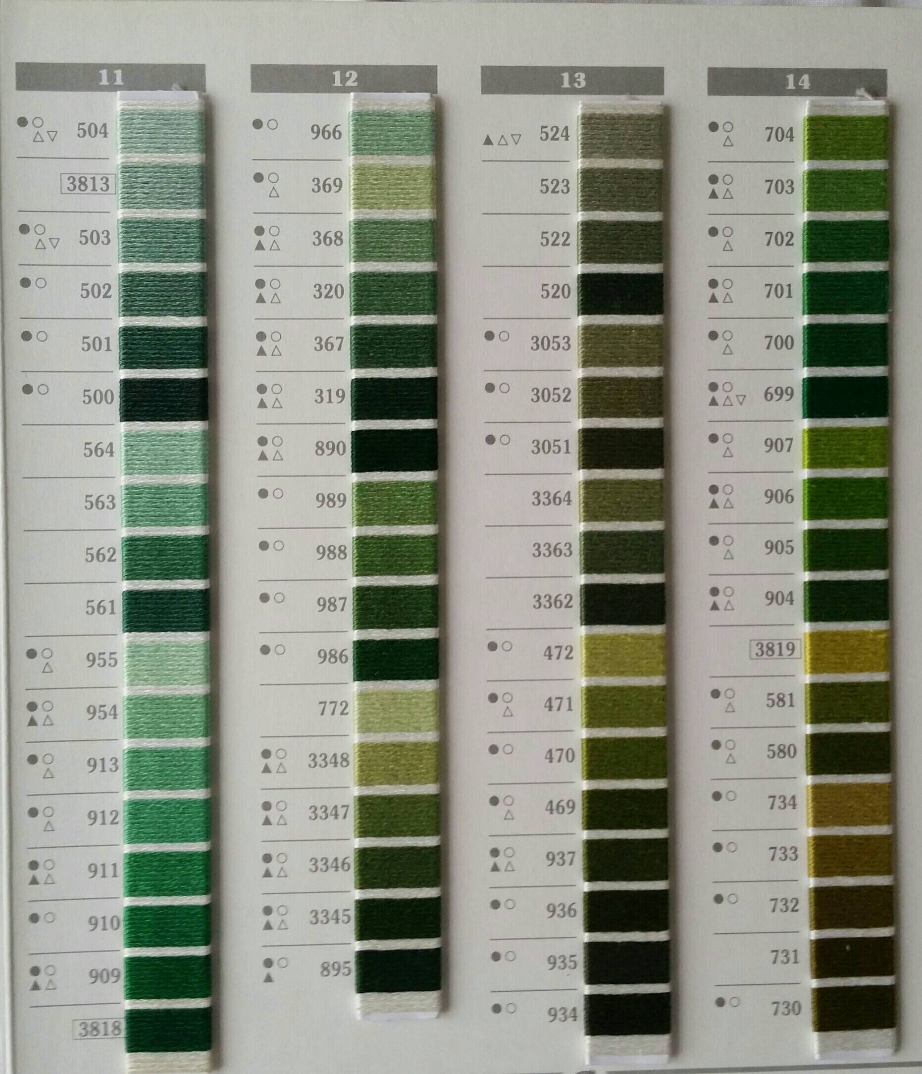 DMC Shades of Green Embroidery Floss, Cotton Cross Stitch Thread - Etsy ...