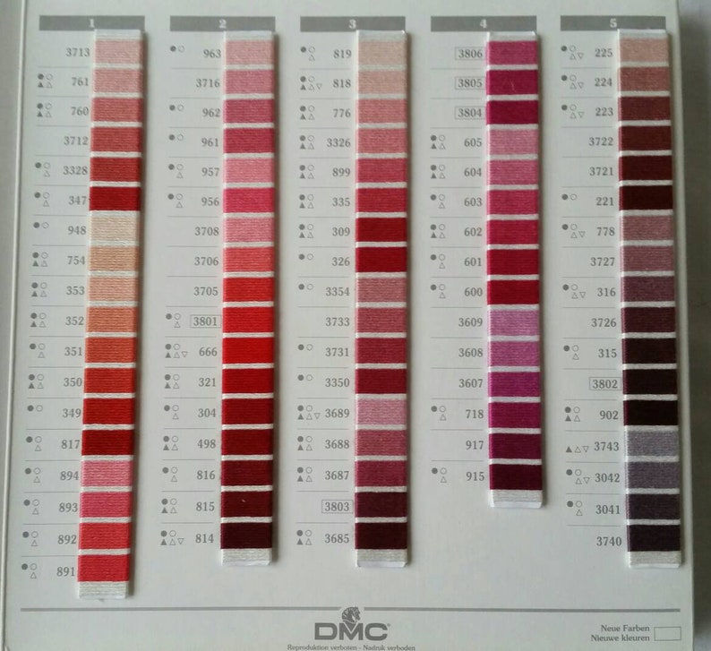 DMC Embroidery Floss Red Pink and Purple DMC Cotton Embroidery - Etsy