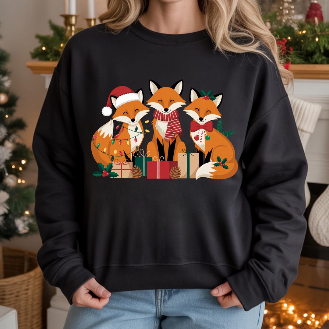 Christmas Foxes Png, Cute Fox Trio Christmas Png, Holiday Gift Hoodie ...