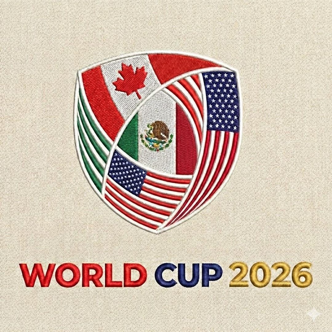 World Cup 2026 Embroidery Design, Soccer Shield With USA Canada Mexico ...