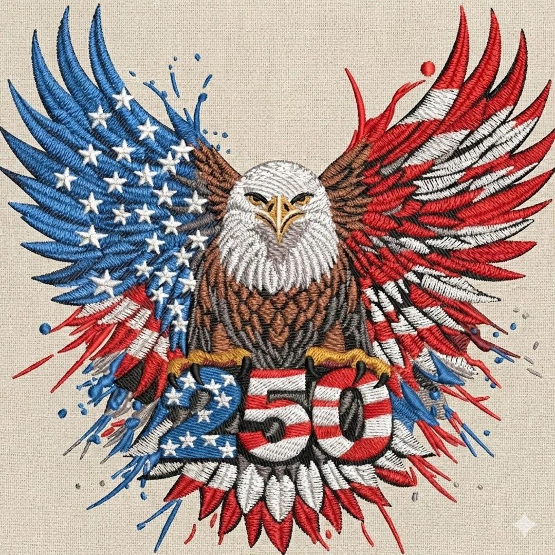 American Eagle 250 Embroidery Design | USA 250 Years | Patriotic Eagle ...
