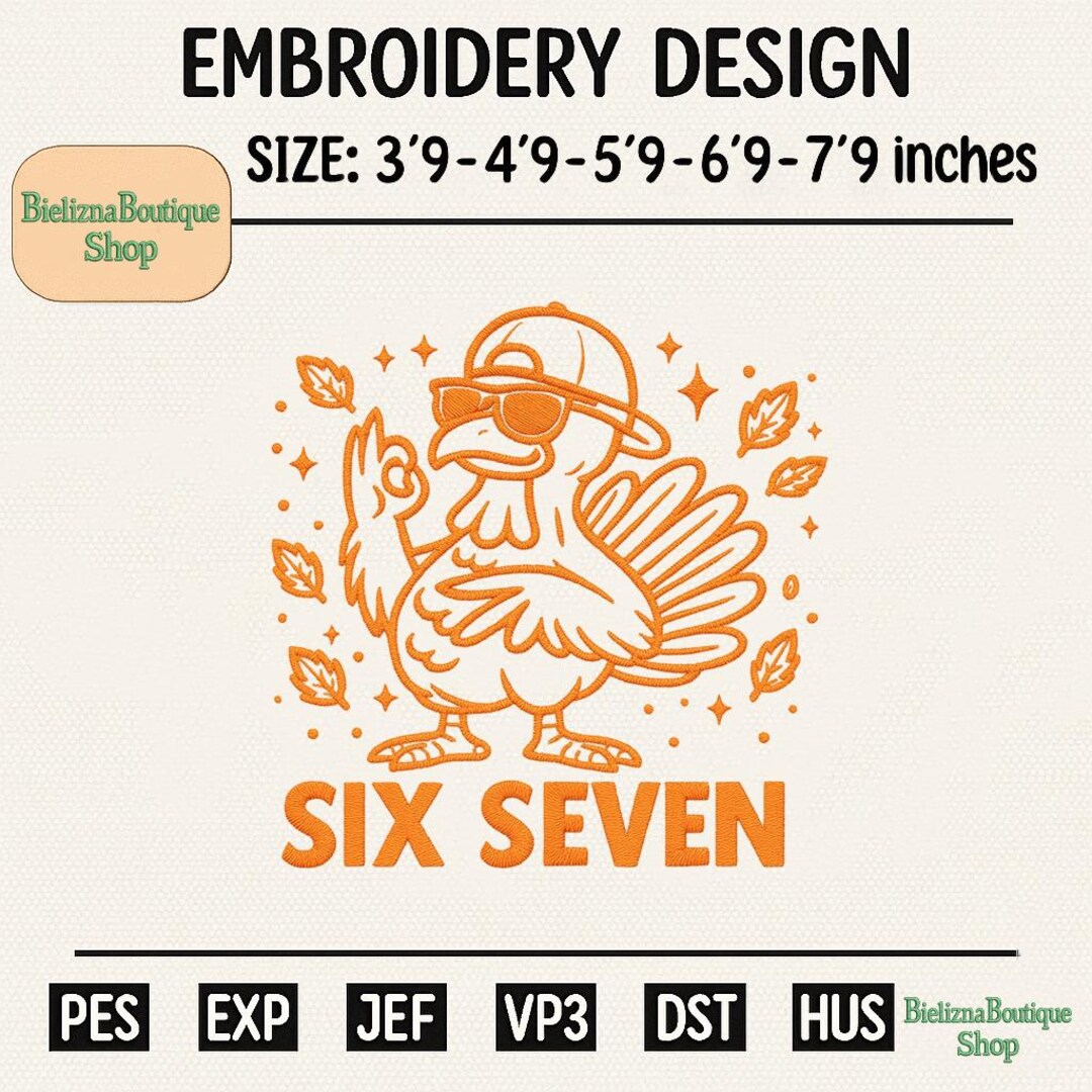 Funny Six Seven Meme Turkey Bruh Embroidery Design , 67 Thanksgiving ...